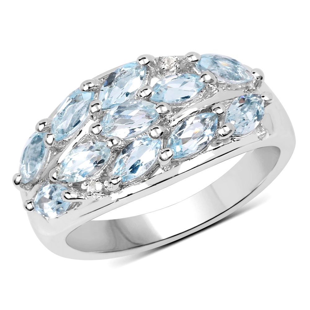 2 22 Carat Genuine Blue Topaz And White Topaz 925 Sterling Silver Ring 2 22 Carat Genuine Blue Topaz And White Topaz 925 Sterling Silver Ring