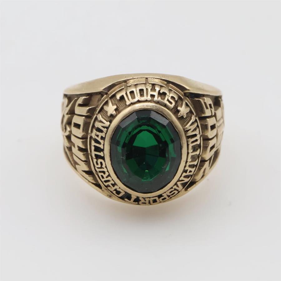 10kt Gold Green Stone Signet Class Ring | Property Room