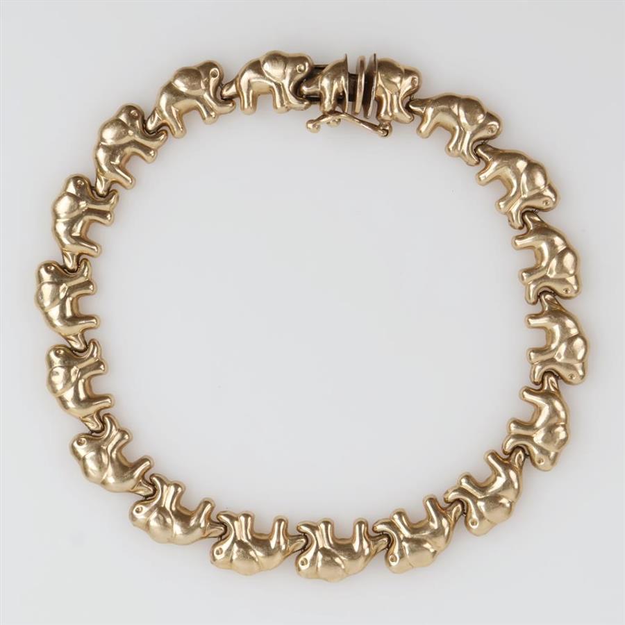 10kt Gold Hollow Elephant Chain Bracelet | Property Room