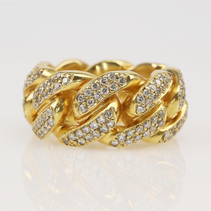 1.20ctTW Diamond 10kt Gold Curb Link Ring - Evaluated By Our Certified ...