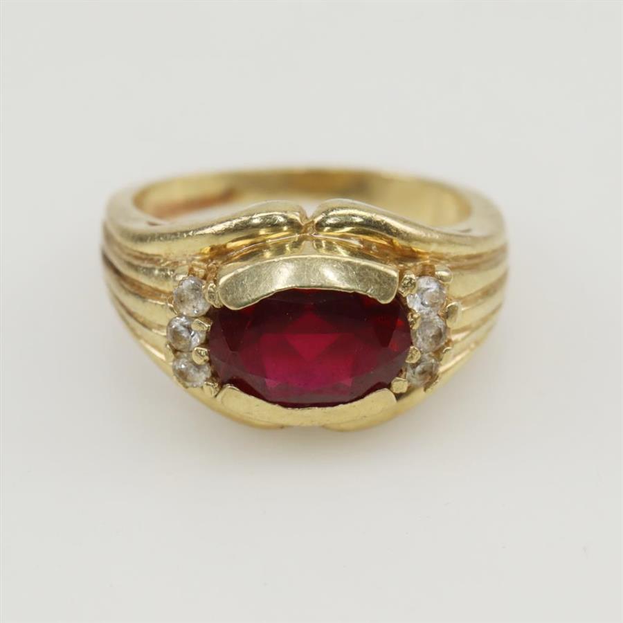 14kt Gold Cubic Zirconia Ruby Signet Ring | Property Room