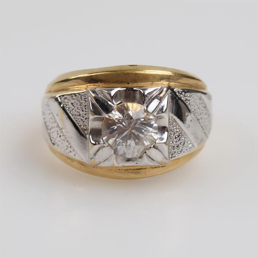 14kt Two Tone GP Clear Stone Ring | Property Room