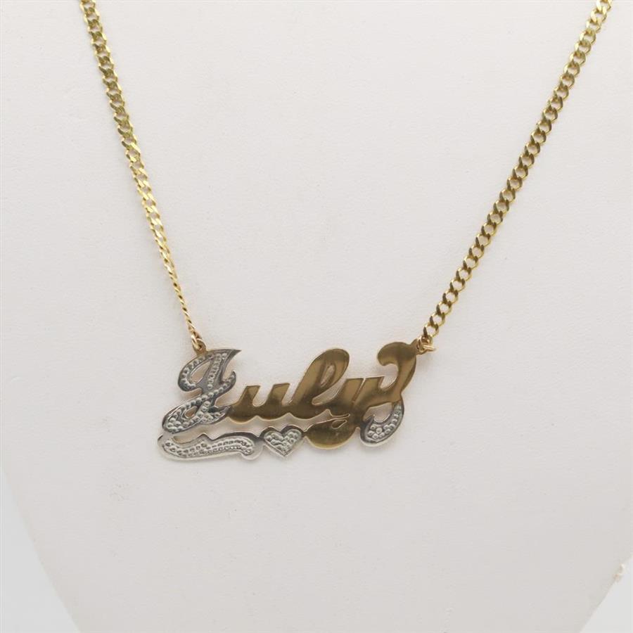 14kt Two-Tone Gold Personalized Curb Chain Necklace | Property Room