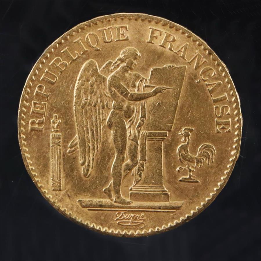 1877 French Guardian Angel Gold 20 Franc | Property Room