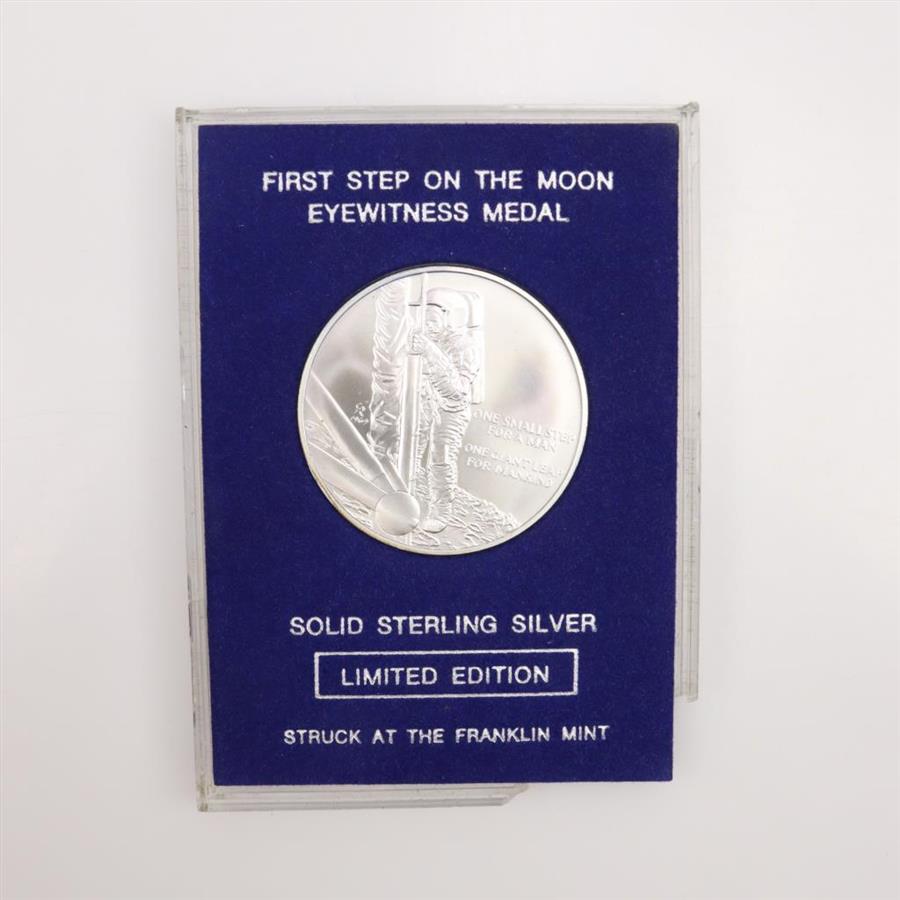 1969 Franklin Mint First Step On The Moon Silver Round | Property Room