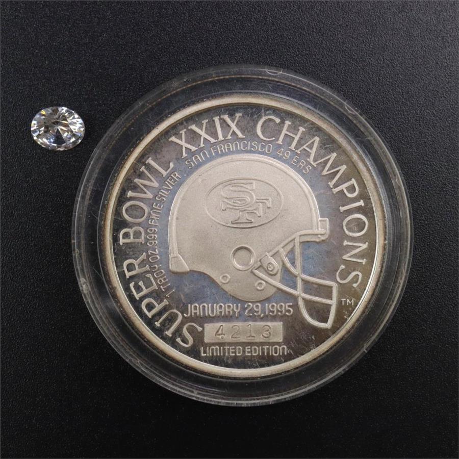 1995 Fine Silver EnviroMint Super Bowl XXIX Champions 1 TOz Round With ...
