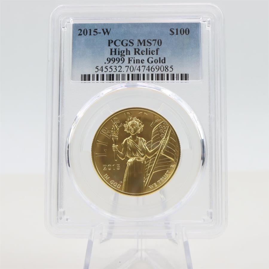 2015-W MS70 High Relief American Liberty Gold 100 Dollar 1oz Fine Gold Coin PCGS Graded ...