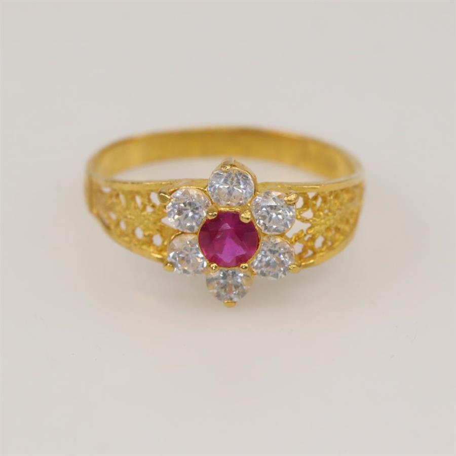 21kt Gold Cubic Zirconia Red Spinel Ring | Property Room