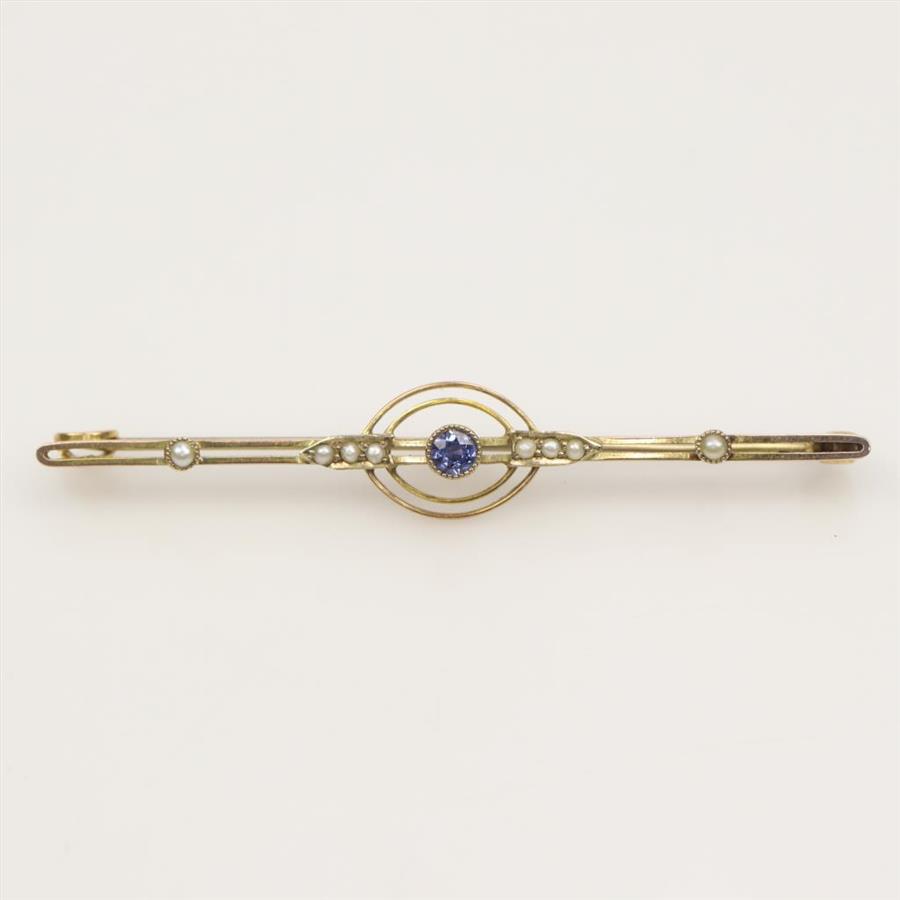 9kt Gold Purple Stone Pearl Chest Pocket Pin | Property Room