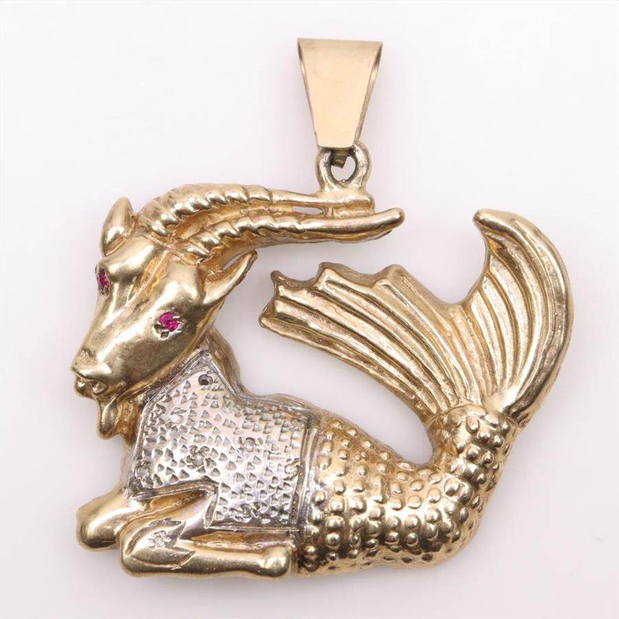9kt Gold Two-tone Ruby Capricorn Pendant | Property Room
