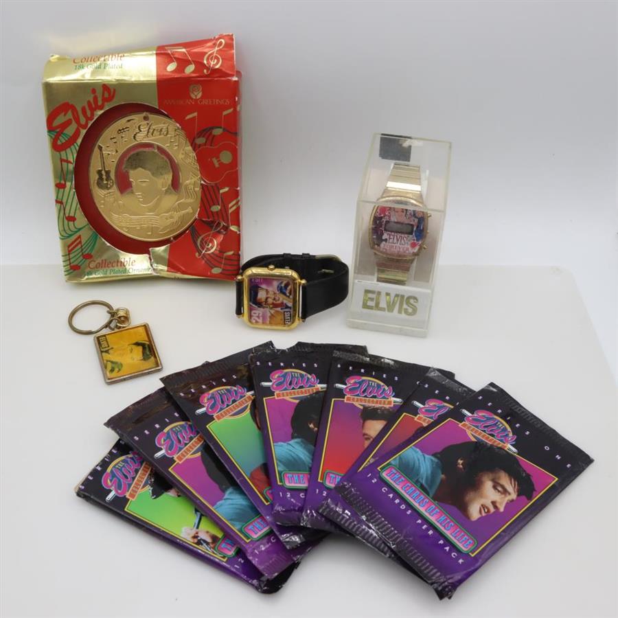 Elvis Presley Watches, Ornaments And Trading Cards; 10+ Pieces ...