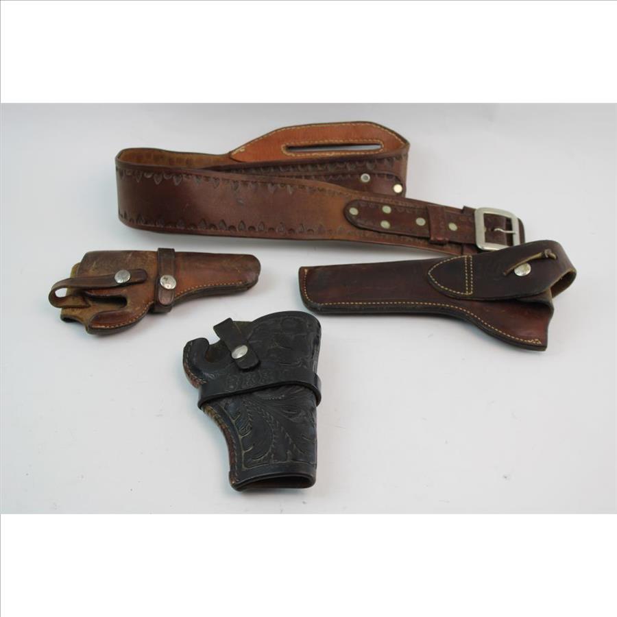 H.H. Heiser Maker, Buchimer, & More Gun Holsters & A Holster Belt; 4 ...