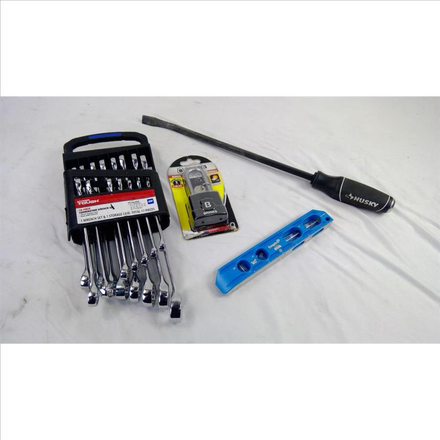 Hyper Tough Wrench Set, Brinks Lock, Empire Level, Husky | Property Room