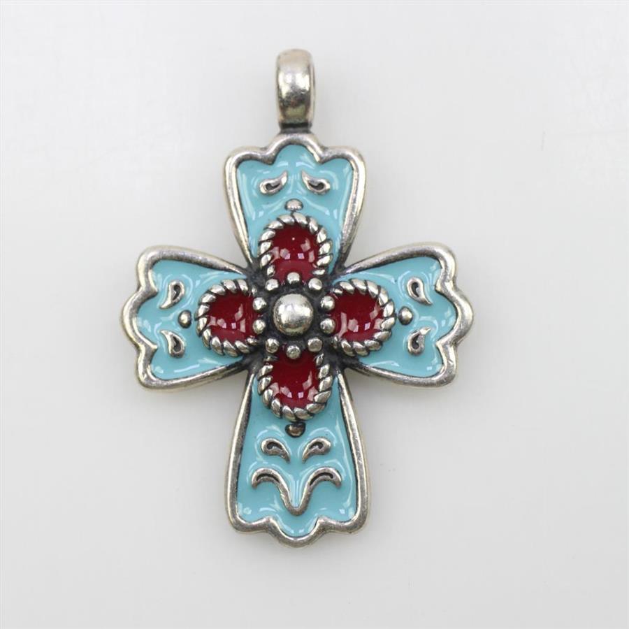 James Avery Sterling Silver Enamel La Rosa Cross Pendant | Property Room