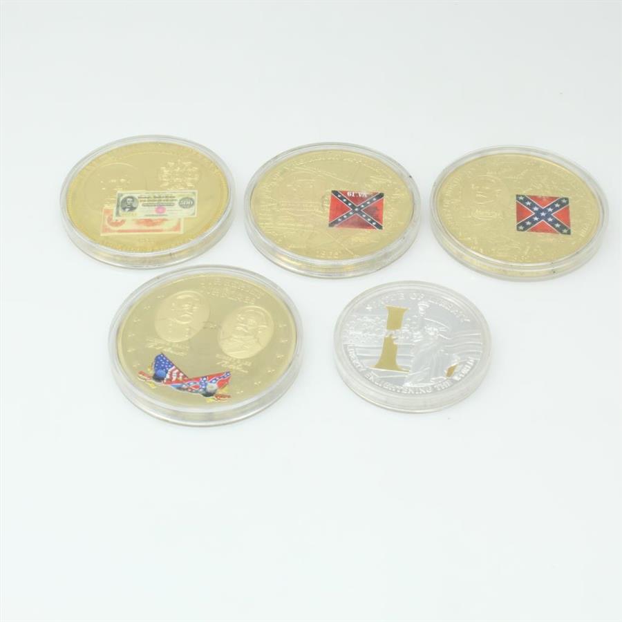 Lot Of 4 Gold Plated U.S. Tokens & Statue Of Liberty Token | Property Room