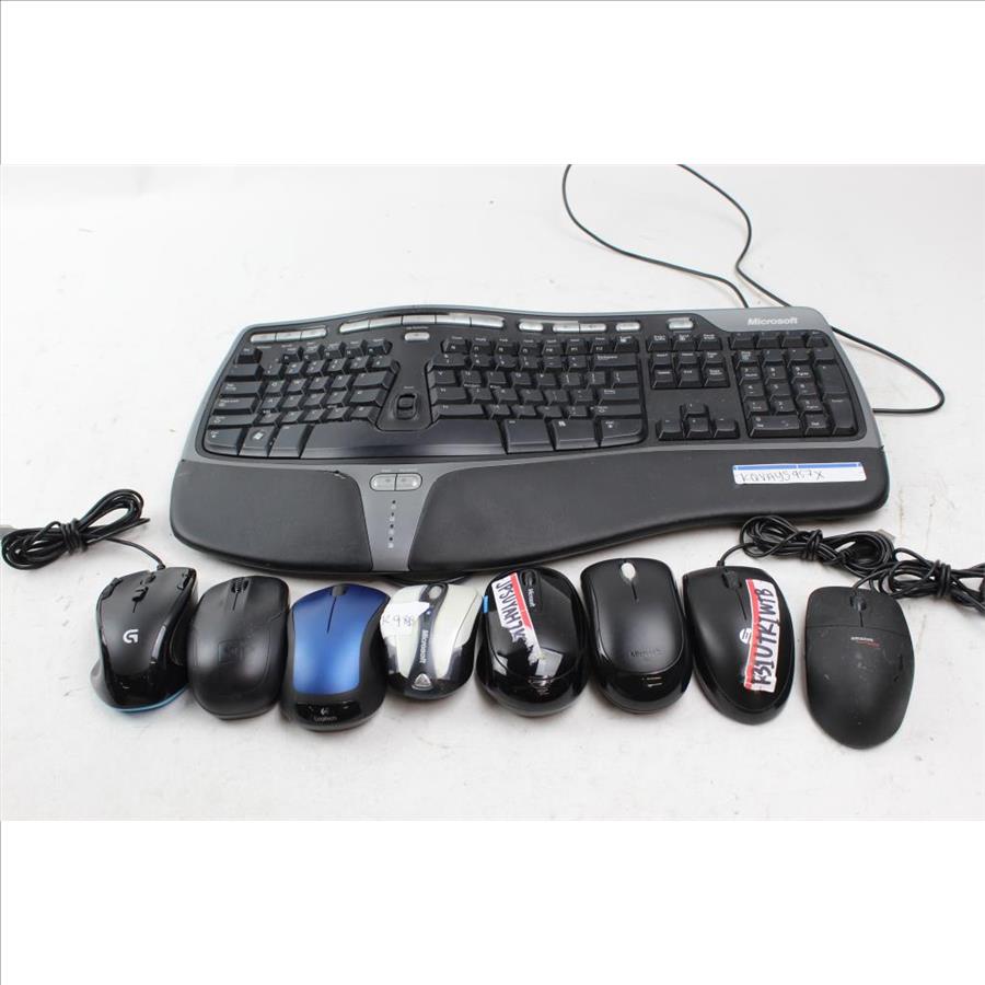 Microsoft Keyboard, Logitech, Hp Mouses, 9 Pieces | Property Room