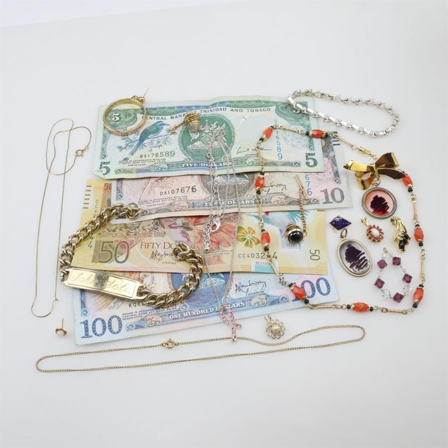 Mixed Jewelry With Foreign Currency, 16+ Pieces | Property Room