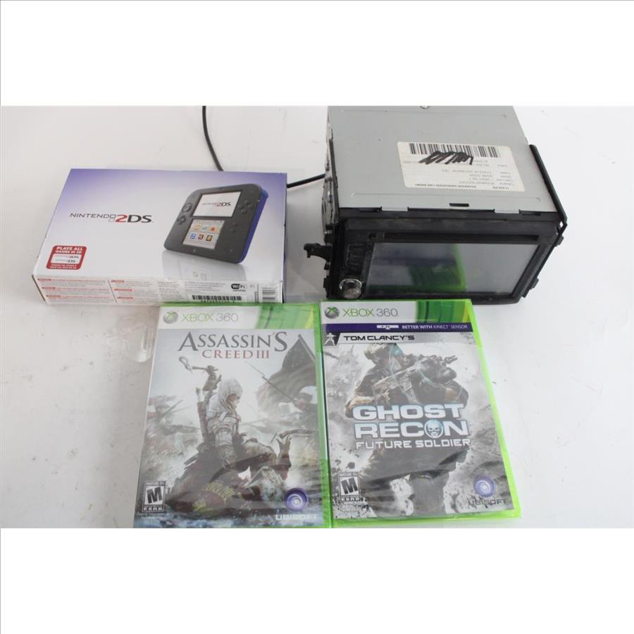 Nintendo 2DS, Kenwood Reciever & Xbox 360 Games, 4 Pieces | Property Room