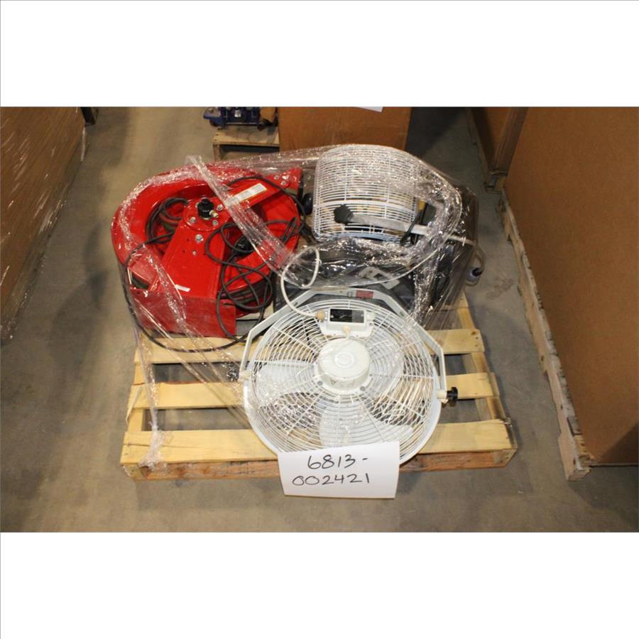 Pallet With Fans & Wire Spool, 3 Pieces | Property Room
