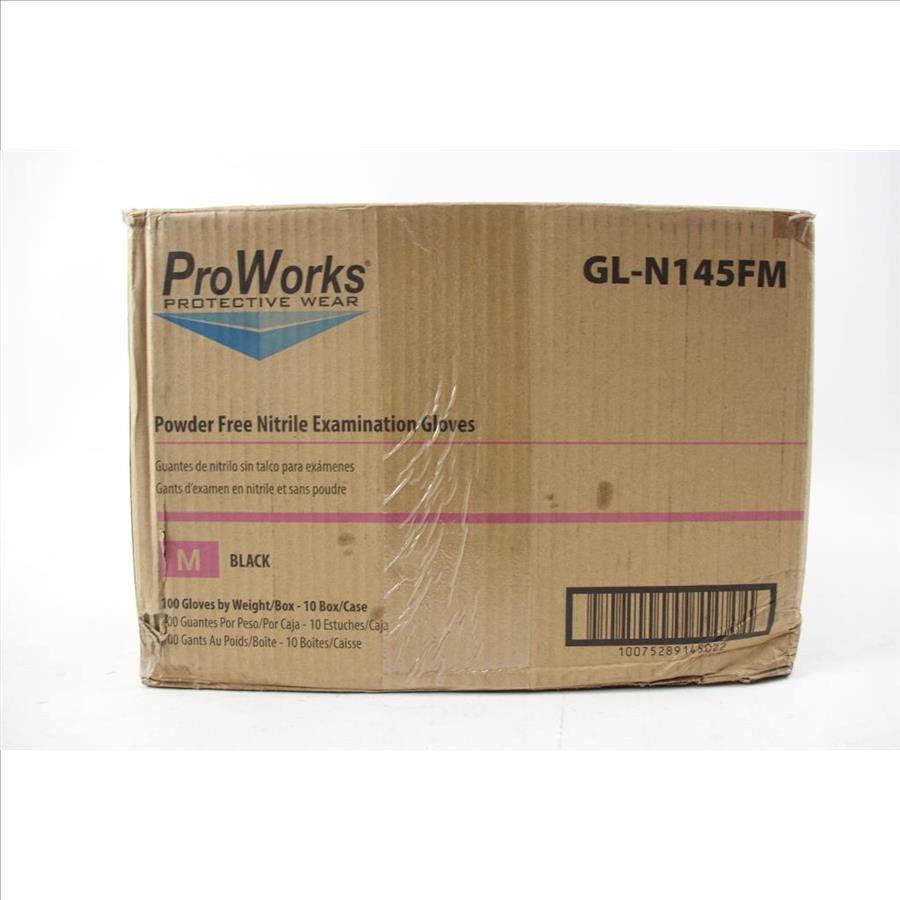 Proworks Powder Free Nitrile Examination Gloves, Size M, Black 100 ...