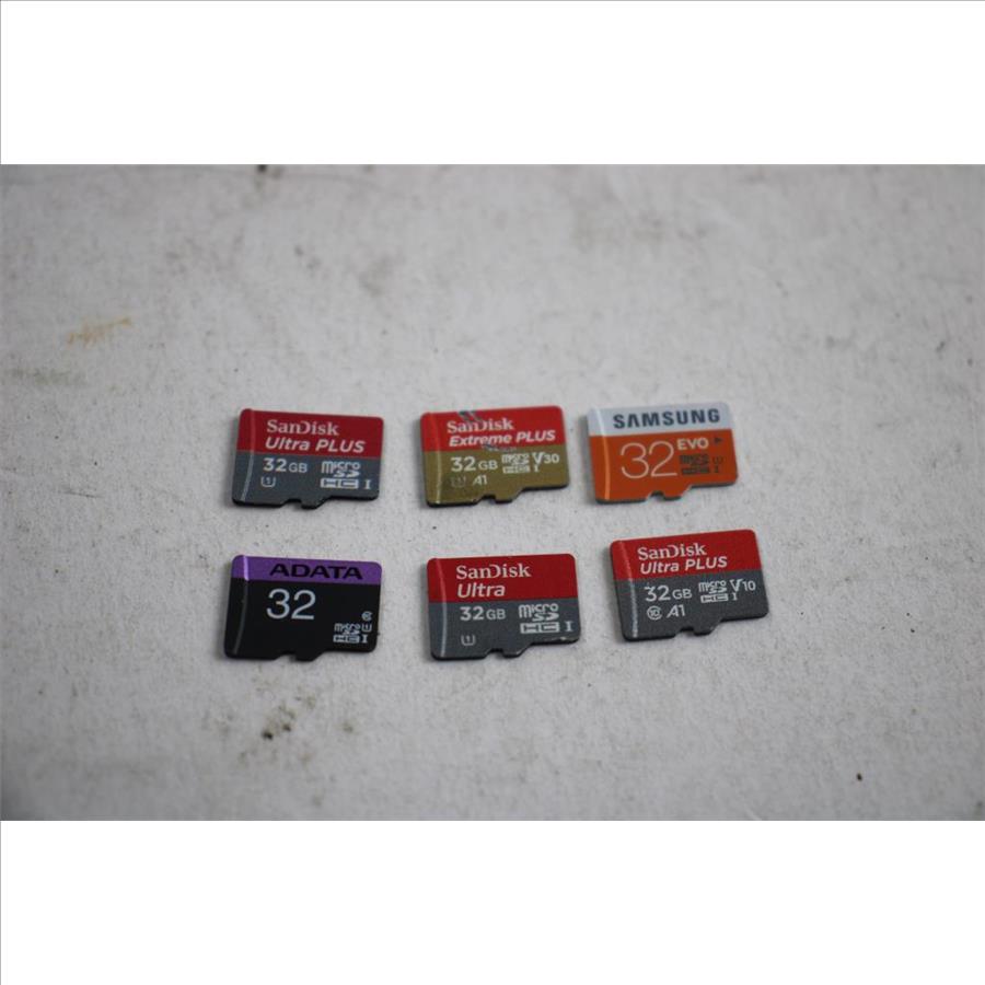 San Disk 32 Gb Cards, Samsung Evo 32 Gb Card, And More, 6+ Pieces | Property Room