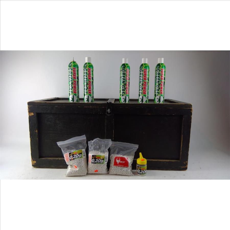 Super Power Green Gas Cans, Tsd Tactical Bbs, And Wooden Chest, 3 ...