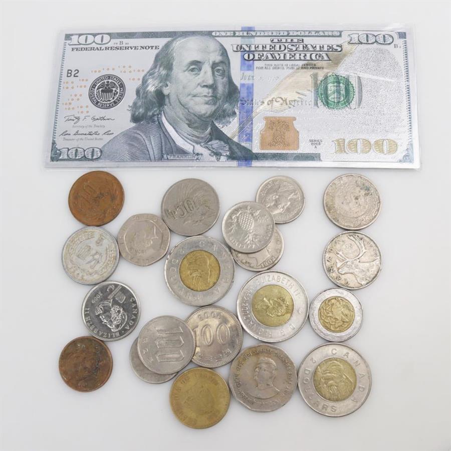 US, Foreign Currency, Tokens And Foil Souvenir Bill, Including Silver ...