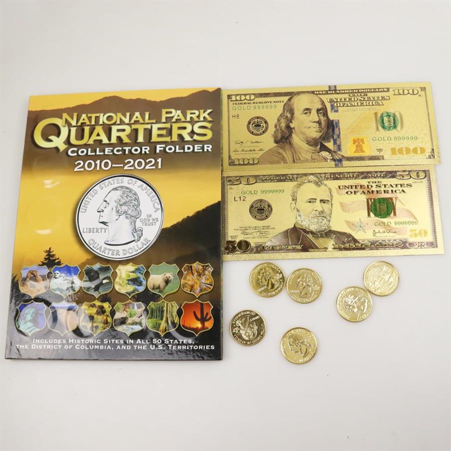 US Statehood / National Park Quarters And 2 Novelty Foil Collectible US ...