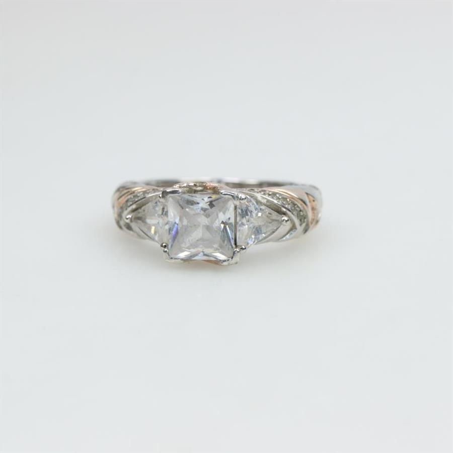 Vancaro Sterling Silver Two-Tone Clear Stone Braided Engagement Ring ...