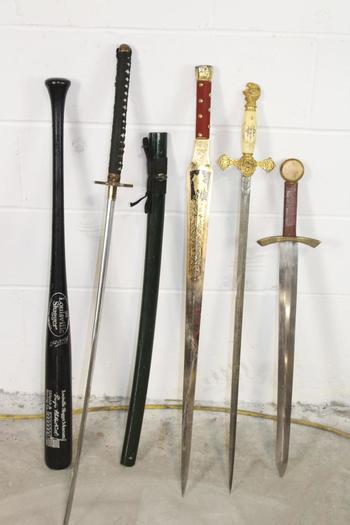 Baseball Bat, Fantasy Swords, Bolt Cutters, And More, 8 Pieces ...