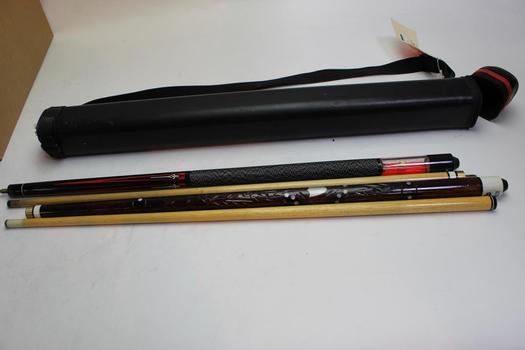 Minnesota Fats And Crest Pool Cues With Case, 2 Pieces | Property Room