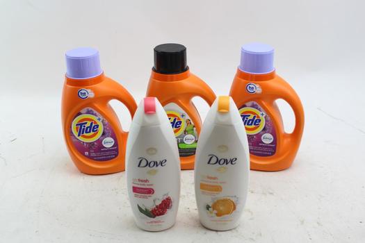 Tide+ Laundry Detergent & Dove Body Wash Soaps; 5 Pieces | Property Room