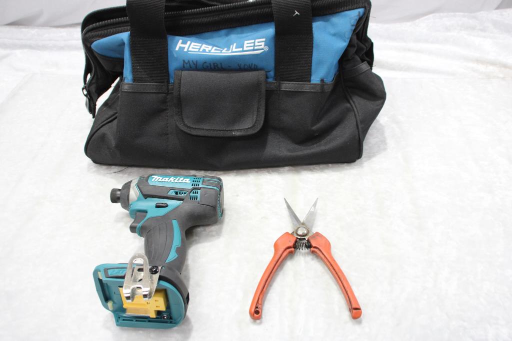 Stainless Blade Hand Tool; Hercules Blue Tool Bag And More; 3 Pieces ...