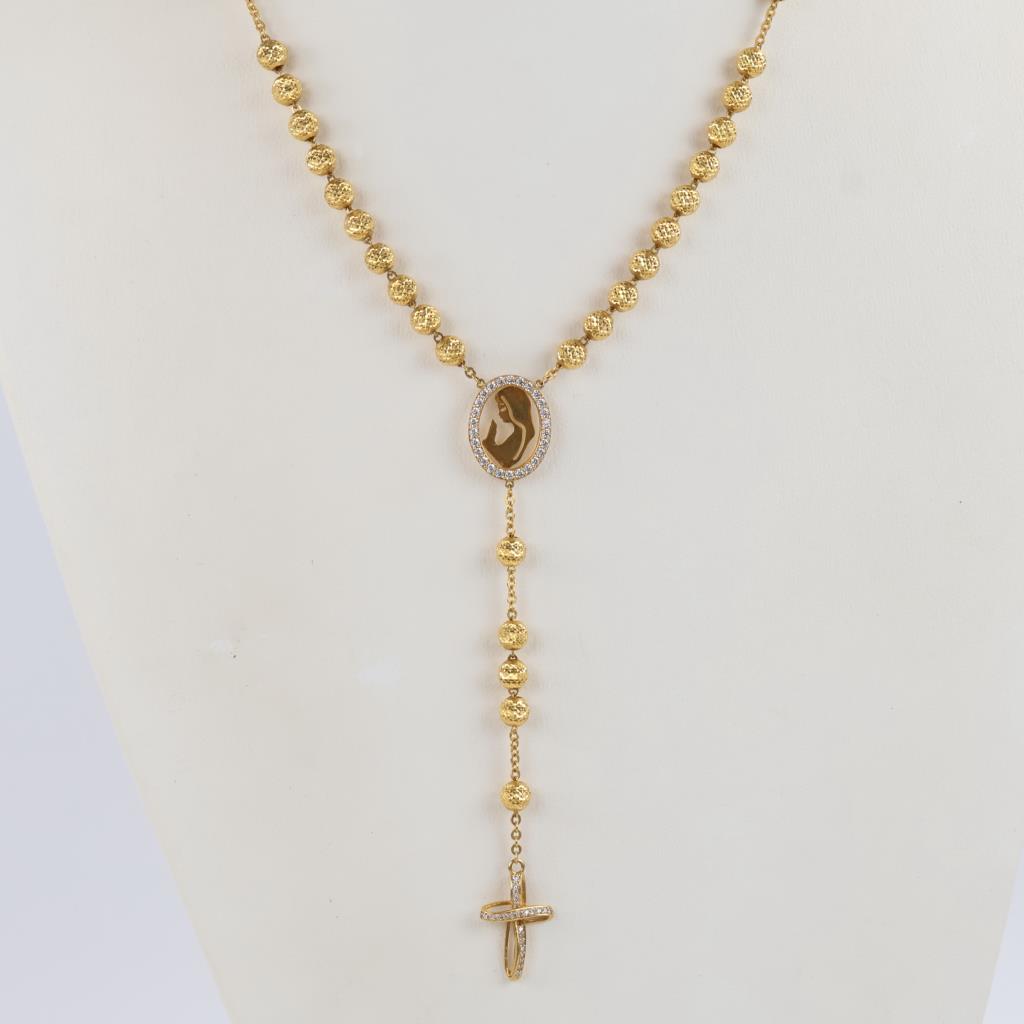 0.41ct TW Diamond 21kt Gold Rosary Necklace-Evaluated By Our Certified ...