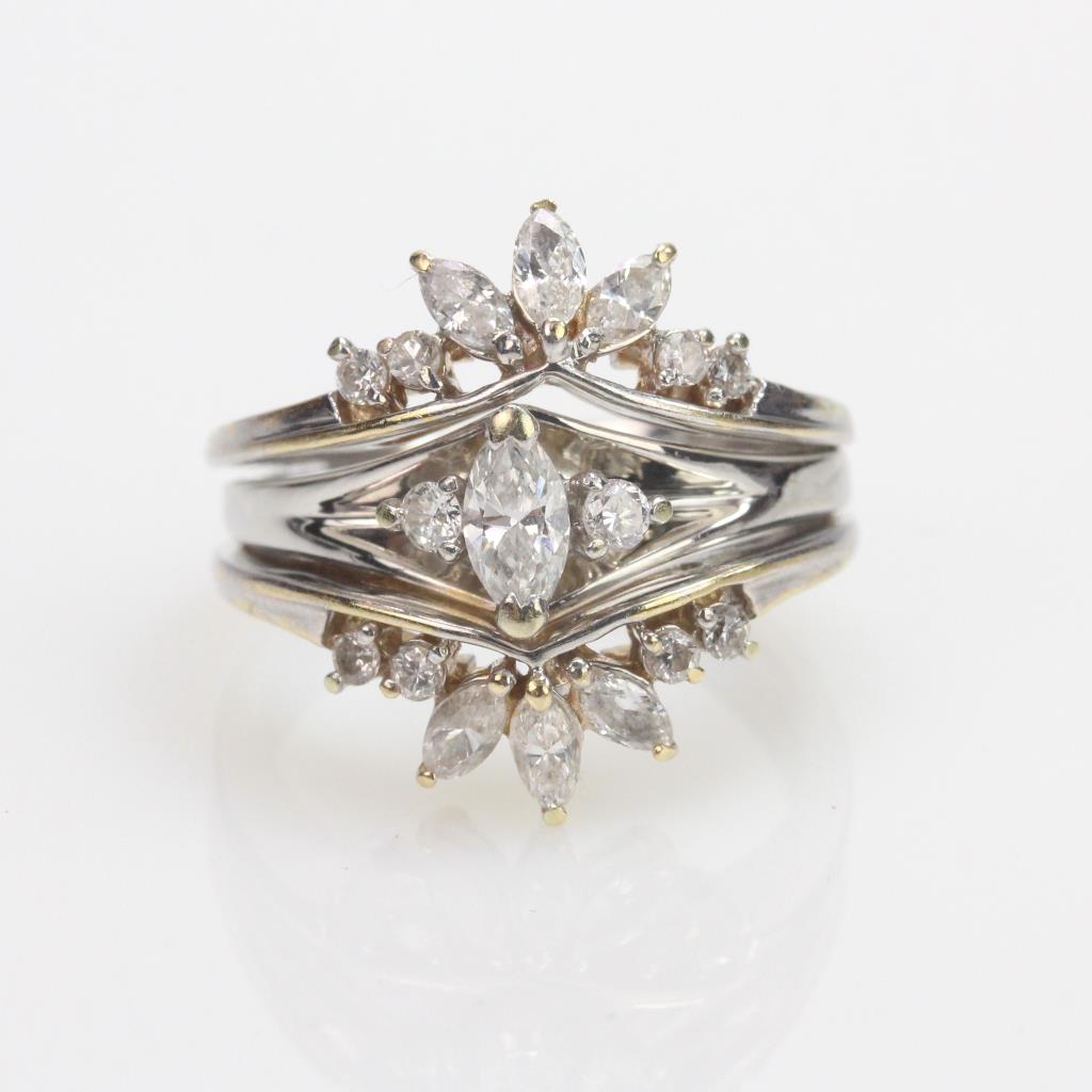 0.70ct TW Diamond 14k White Gold Fused Wedding Ring Set | Property Room