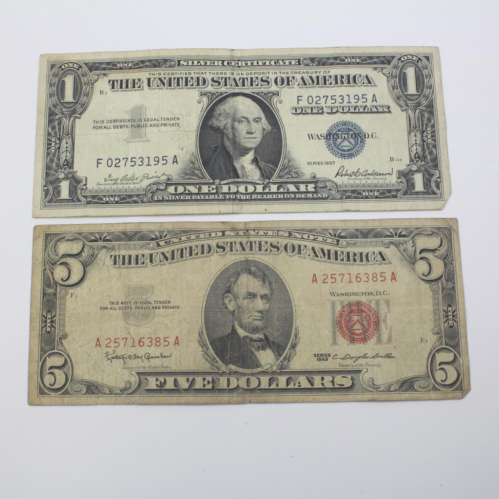 1$ Blue Seal Note, 5$ Red Seal Note | Property Room