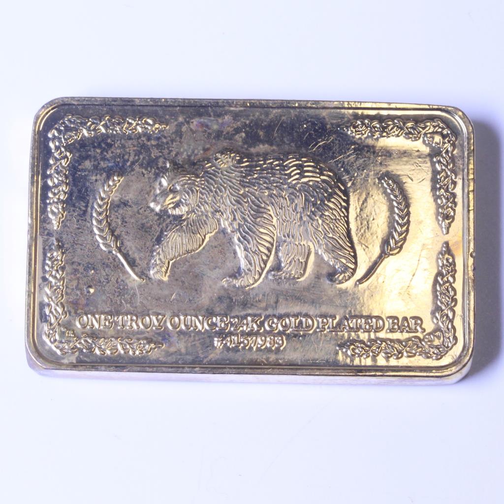 1 Troy Oz. 24kt Gold Plated Bar | Property Room