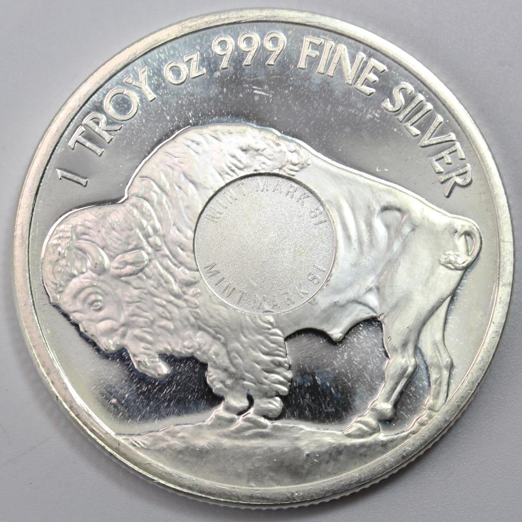 1 Troy Oz .999 Sunshine Mint Silver Buffalo Round | Property Room
