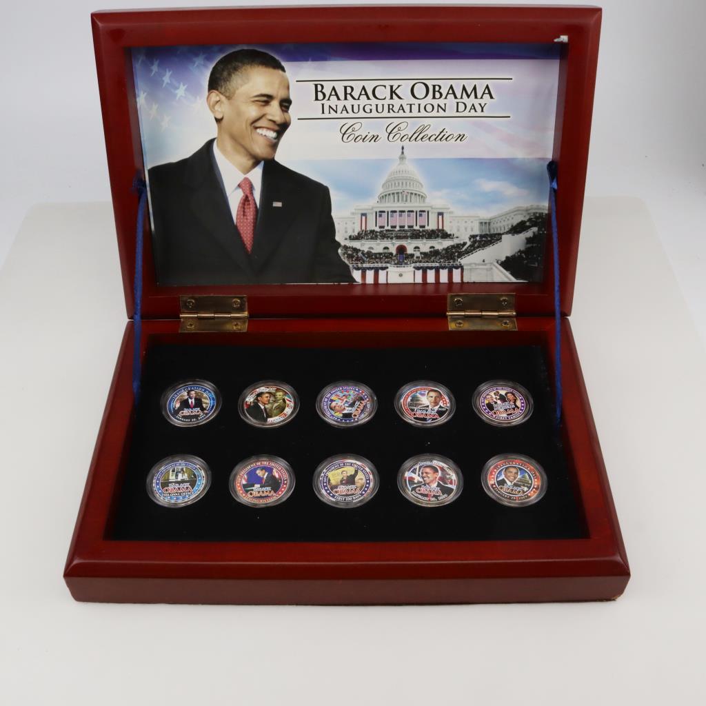 10 Barack Obama Colorized Gold Coated Statehood Quarter Collection Set ...