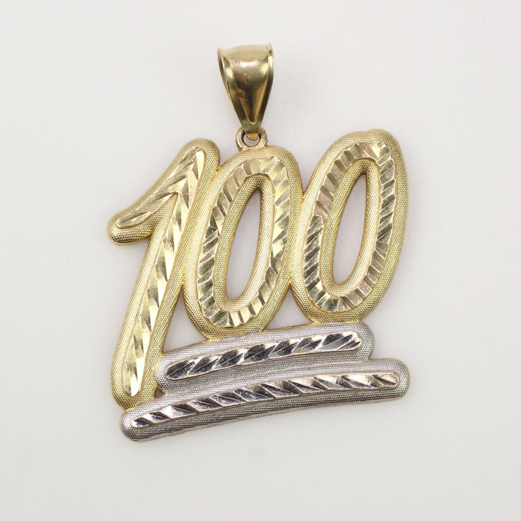 10k Gold "100" Pendant 6.9g | Property Room