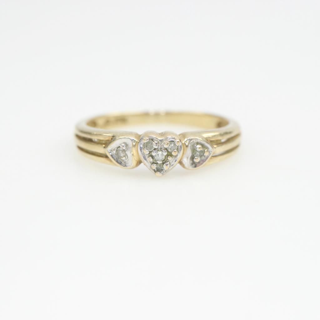 10k Gold Diamond Triple Heart Ring | Property Room