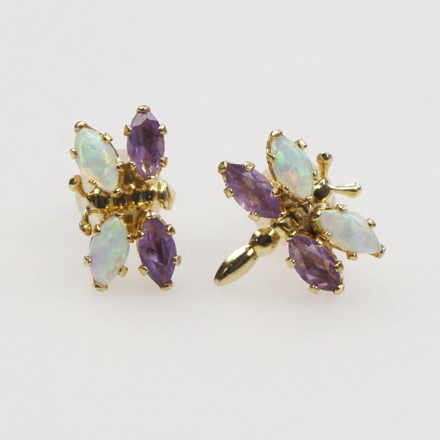 10k Gold Purple Iridescent Firefly Earrings | Property Room