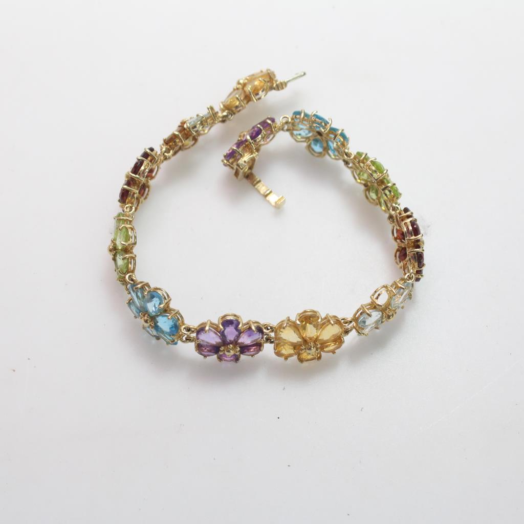 10kt Gold 16.5g Bracelet With Colored Stones | Property Room