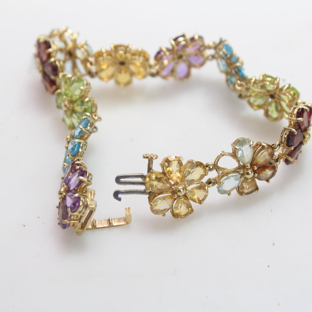 10kt Gold 16.5g Bracelet With Colored Stones | Property Room