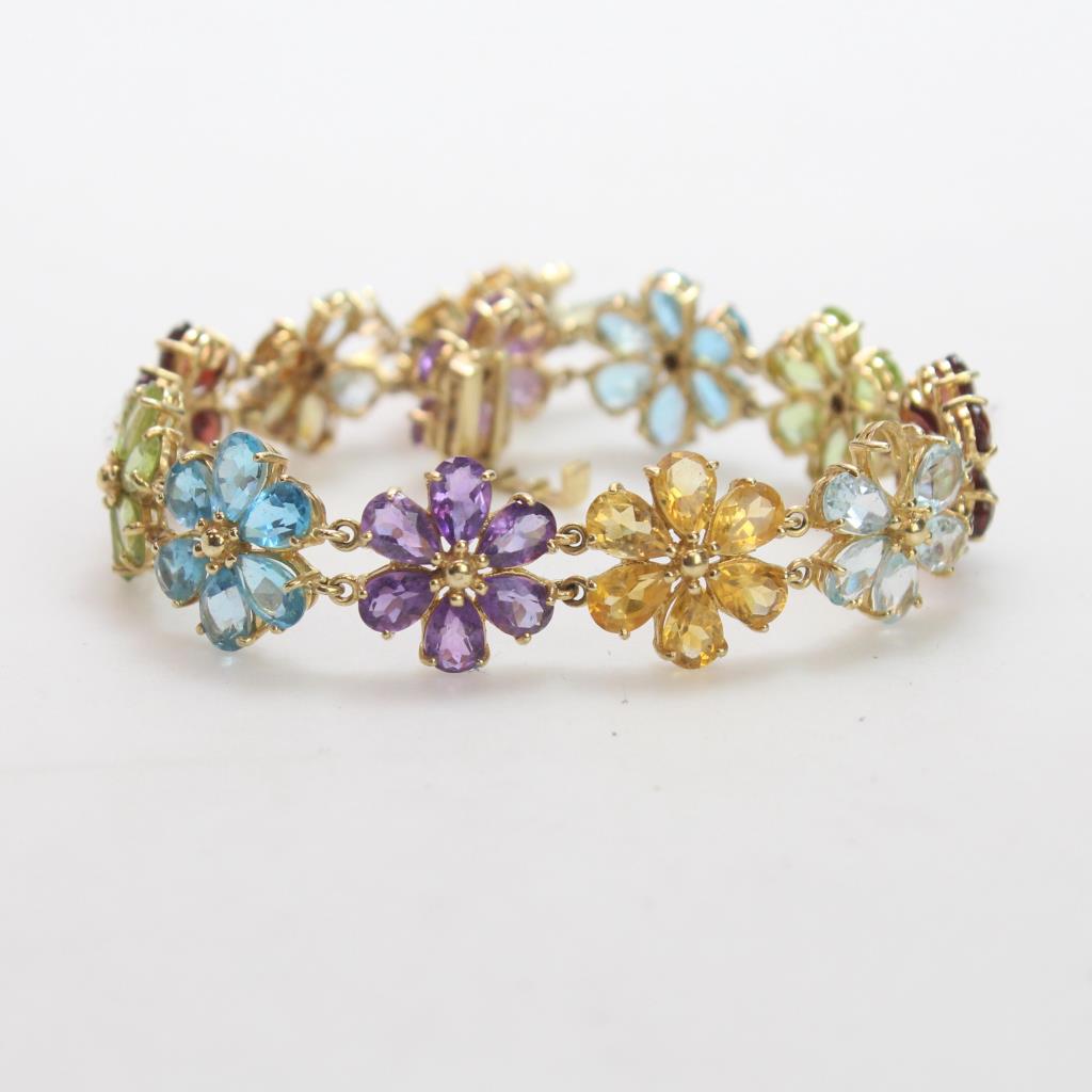 10kt Gold 16.5g Bracelet With Colored Stones | Property Room