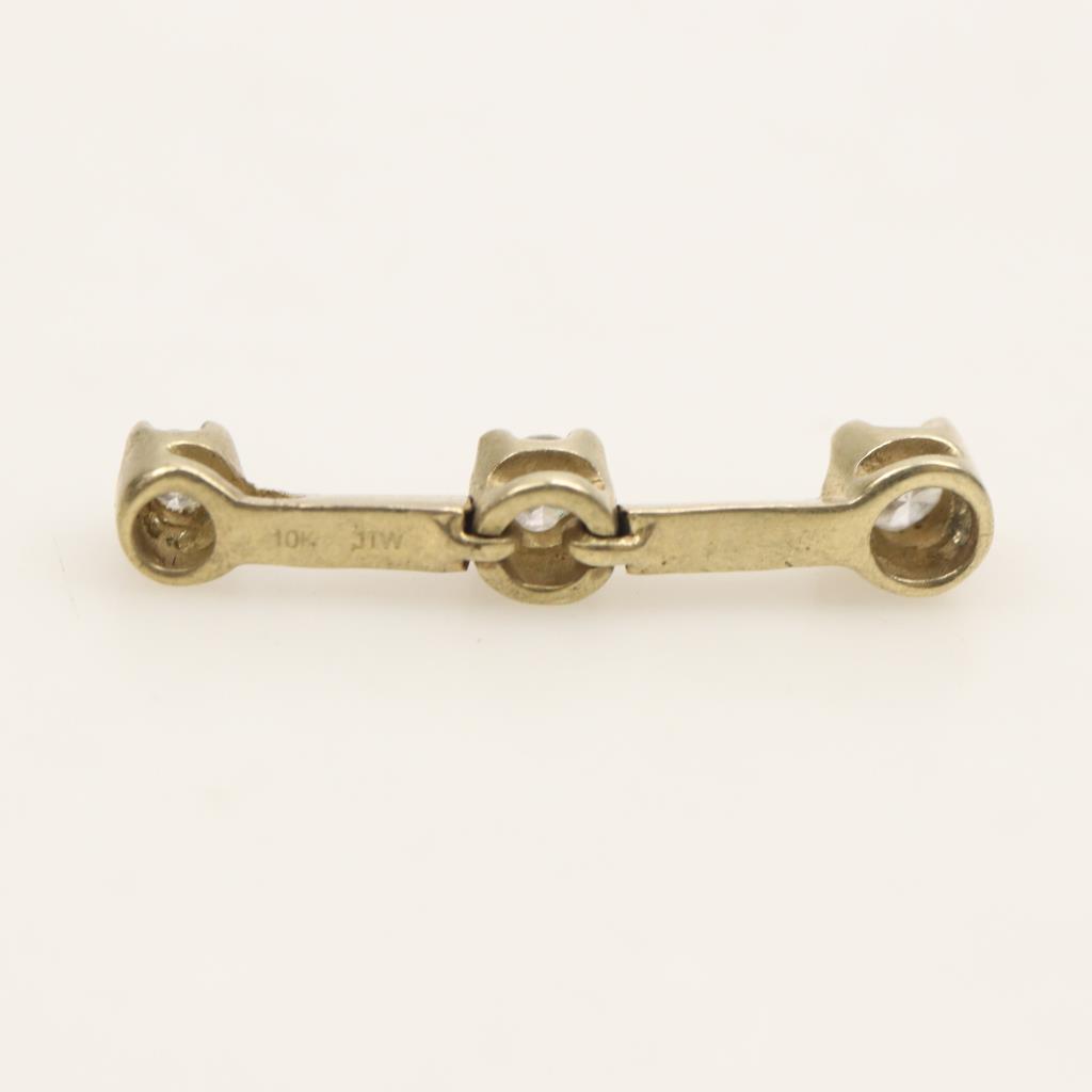 10kt Gold 3 Stone Diamond Swing Hinge Pendant | Property Room