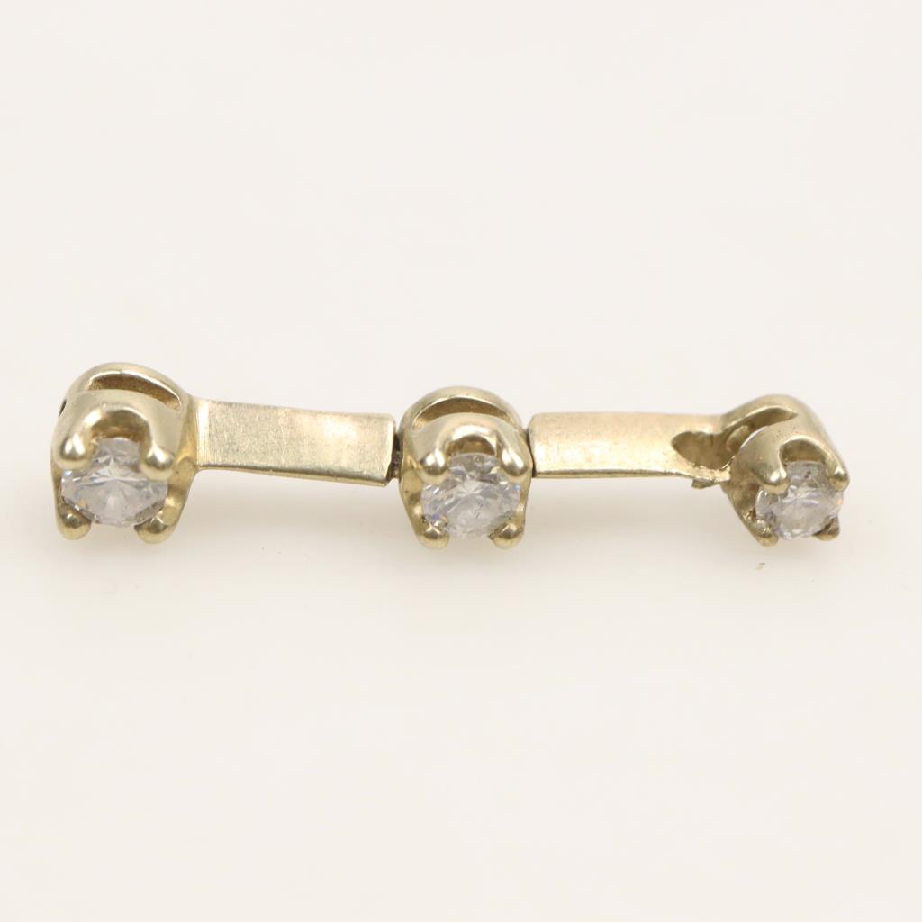 10kt Gold 3 Stone Diamond Swing Hinge Pendant | Property Room