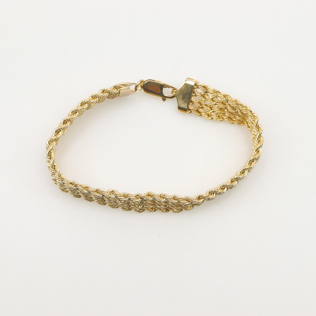 10kt Gold 4 Row Rope Chain Bracelet | Property Room