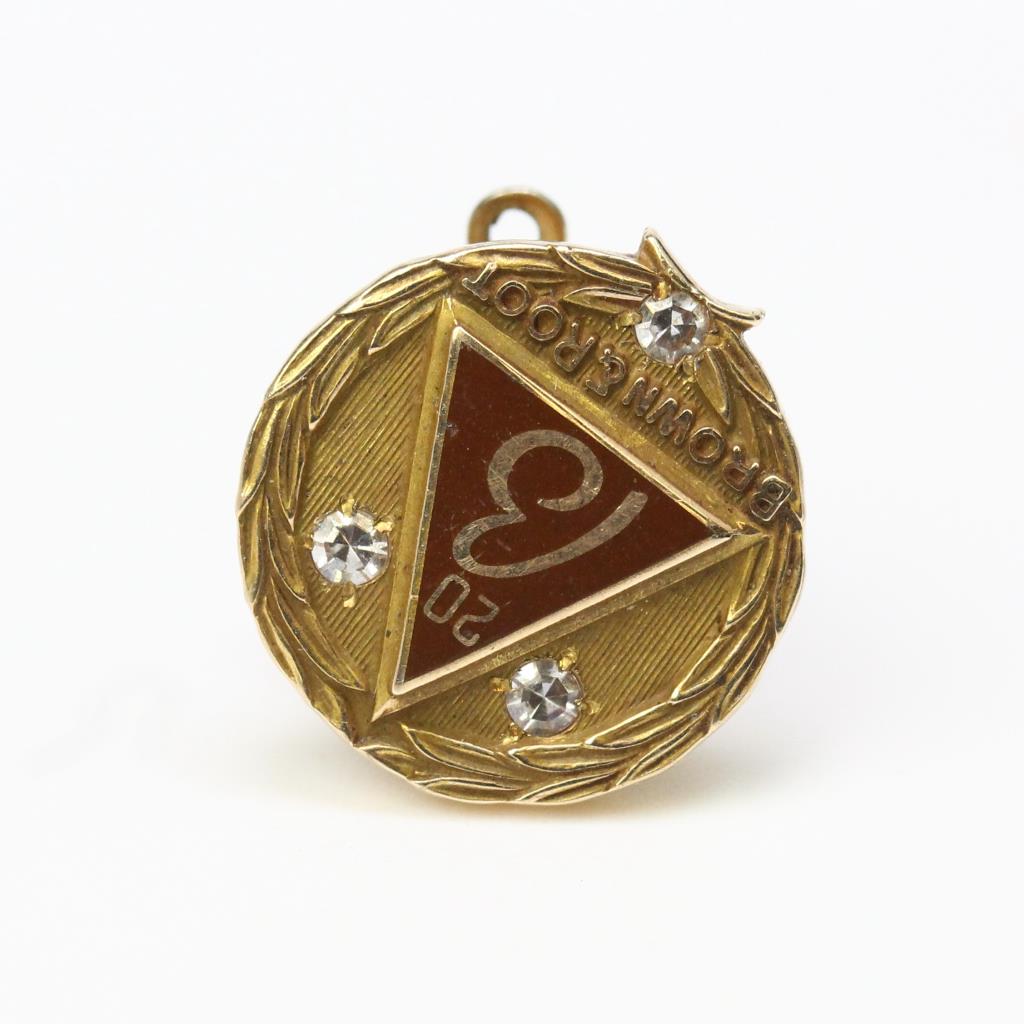 10kt Gold 4.5g Brown & Root 20 Year Pin With Diamond Accents | Property ...