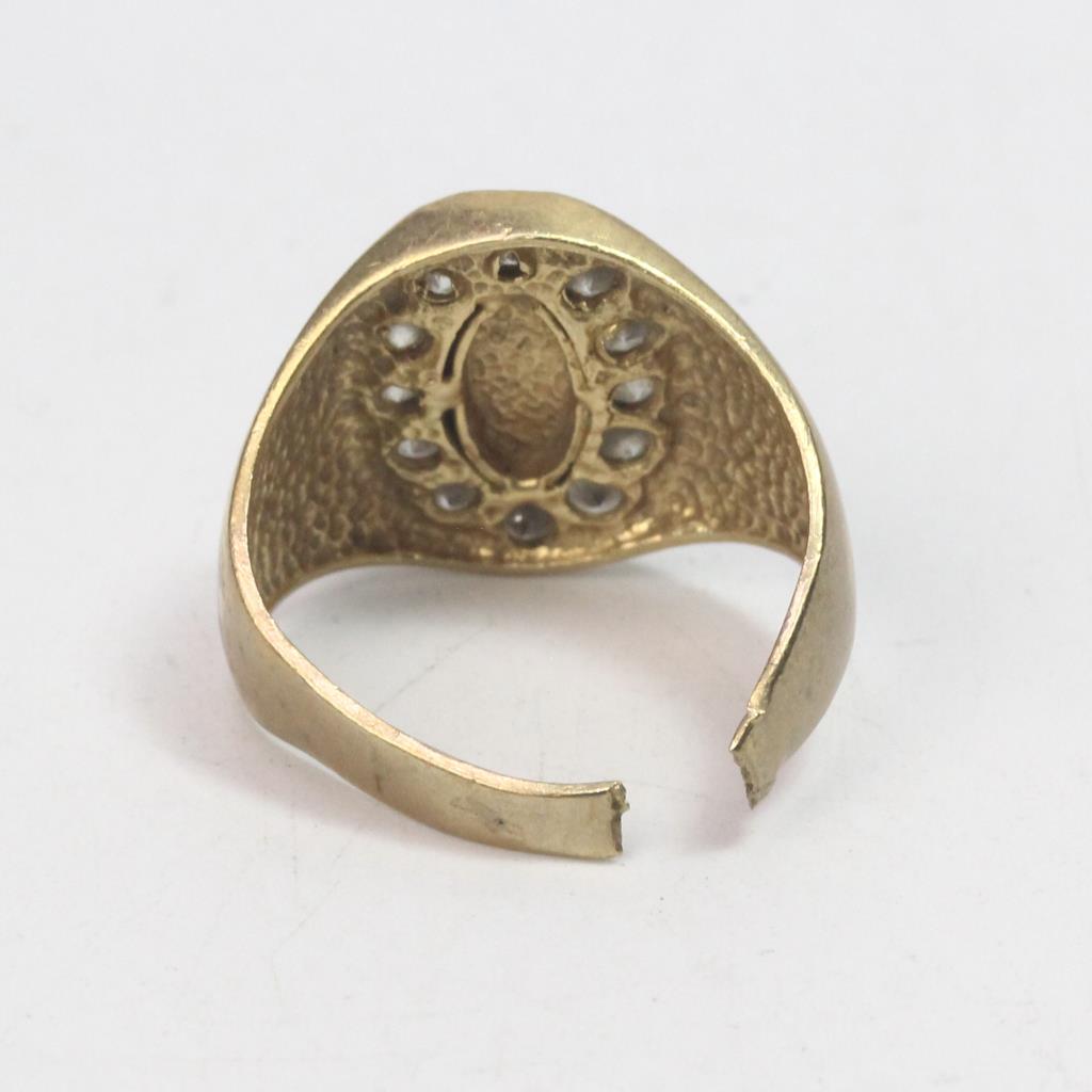 10kt Gold 7.84g Dollar Sign Ring With Clear Stones | Property Room